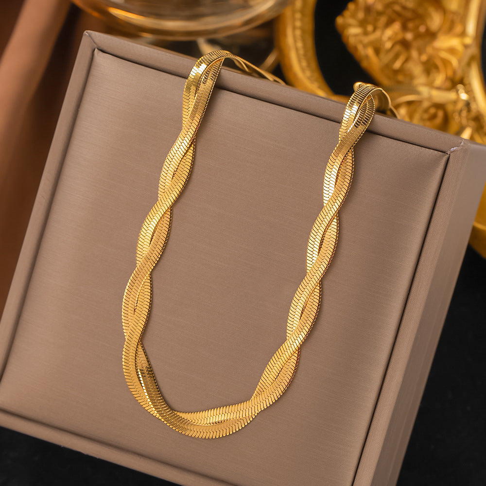 18K Gold Plated Two Strand Blade Chain Necklace – The Attic